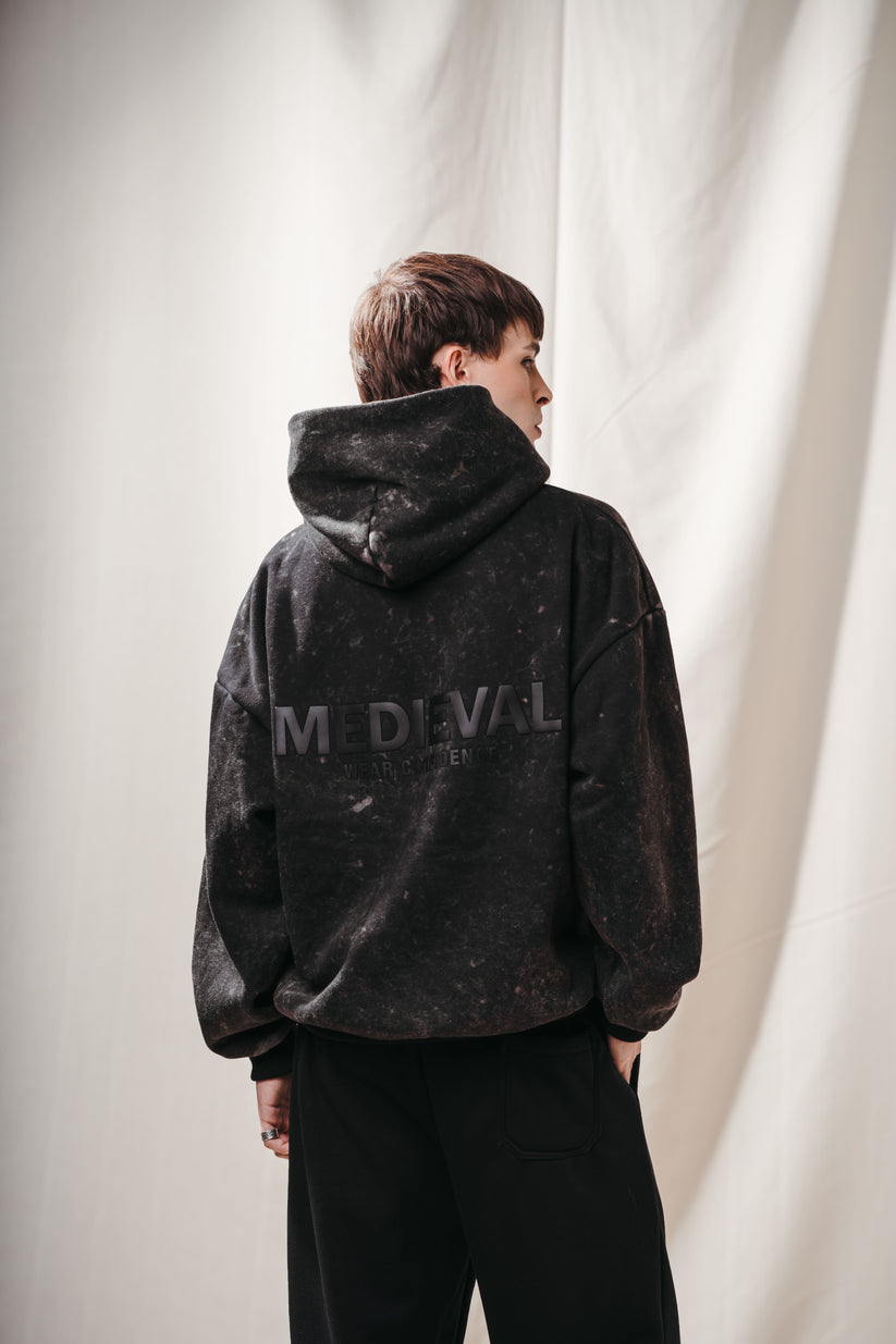 Acid Washed Black - Hoodie – MedievalMNL